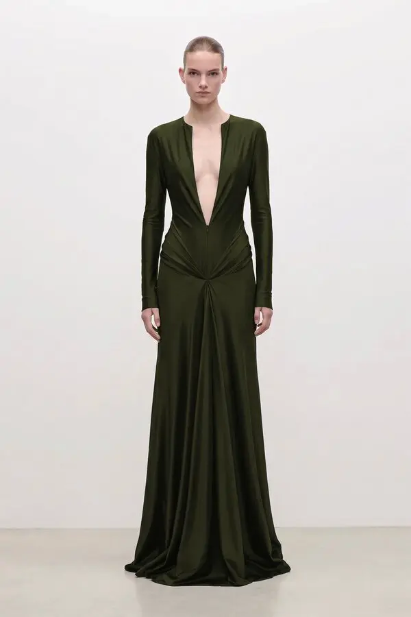 Victoria Beckham Aida Gown - Dark Green