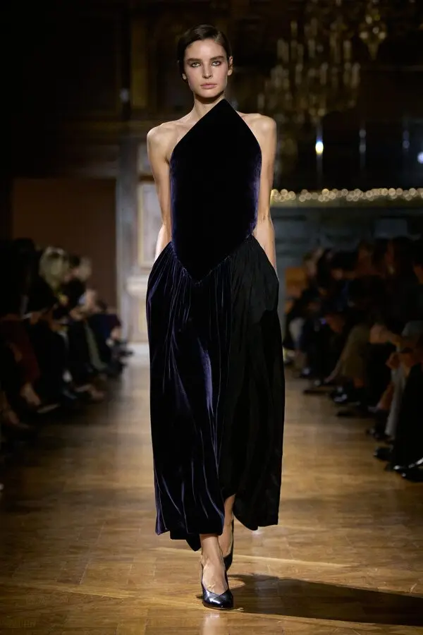 Victoria Beckham Asymmetric Midi Dress In Silk Viscose Velvet