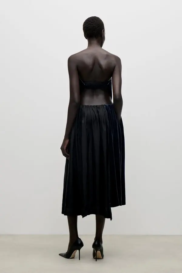 Victoria Beckham Asymmetric Midi Dress In Silk Viscose Velvet