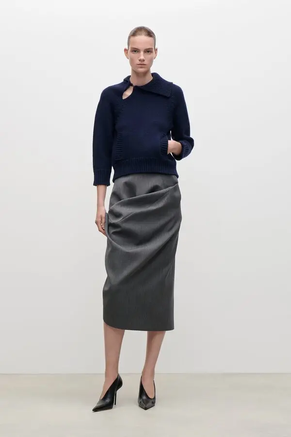 Victoria Beckham Asymmetric Collar Jumper - Navy