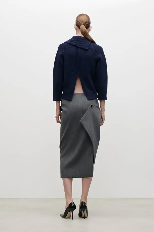 Victoria Beckham Asymmetric Collar Jumper - Navy