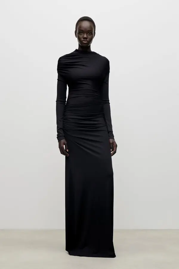 Victoria Beckham Shoulder Drape Gown - Black