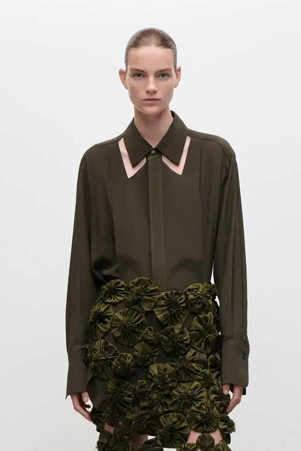 Victoria Beckham Cut Out Collar Blouse - Green