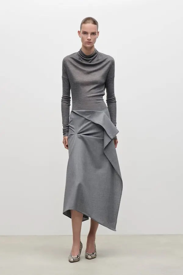Victoria Beckham Draped Top - Grey Marl