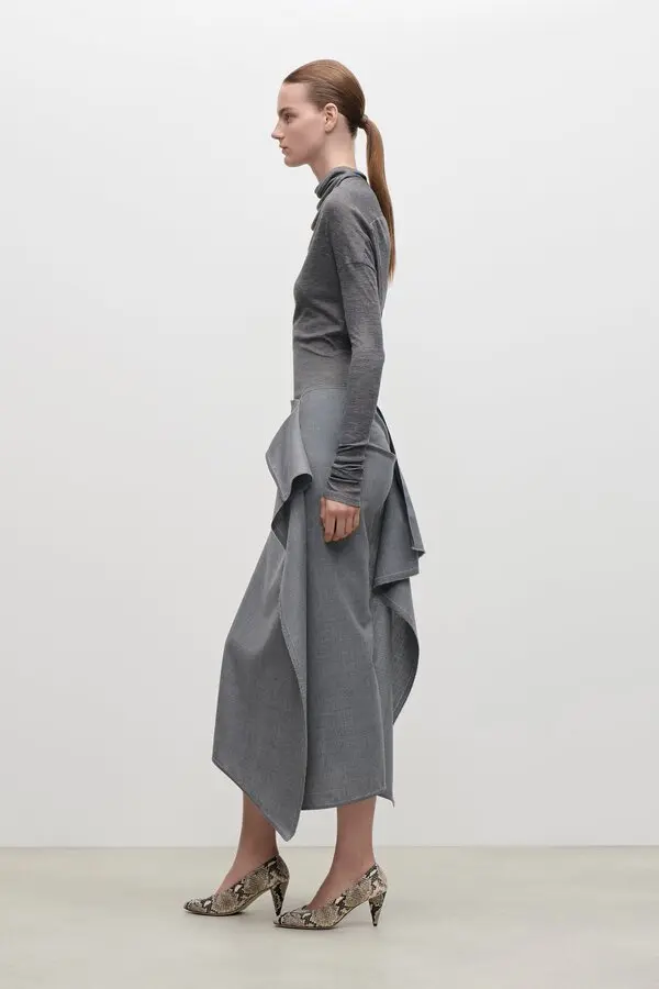 Victoria Beckham Draped Top - Grey Marl