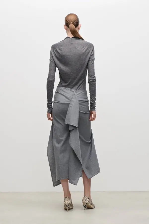 Victoria Beckham Draped Top - Grey Marl