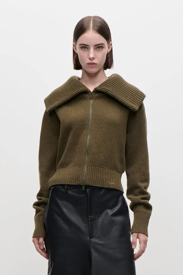 Victoria Beckham Wide Collar Zip Jumper
