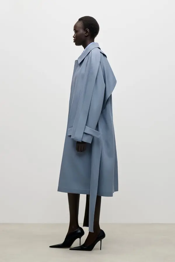 Victoria Beckham Cotton Car Coat - Blue