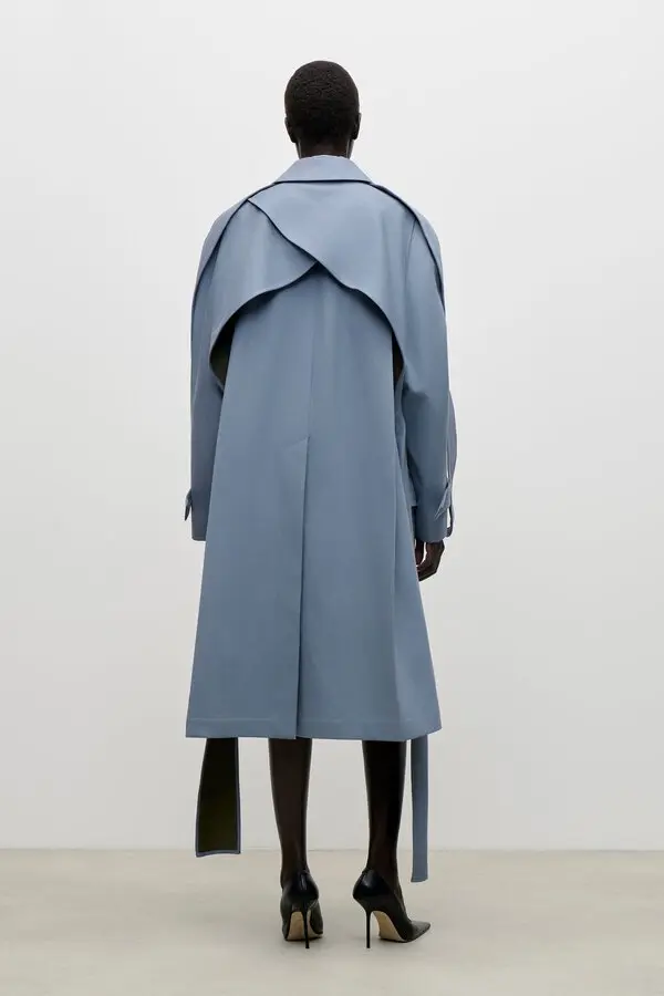 Victoria Beckham Cotton Car Coat - Blue