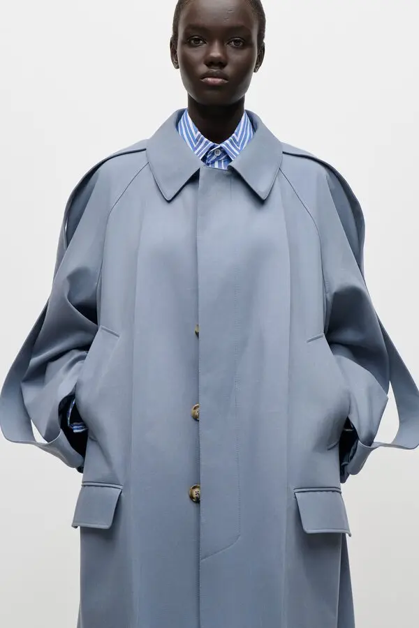 Victoria Beckham Cotton Car Coat - Blue