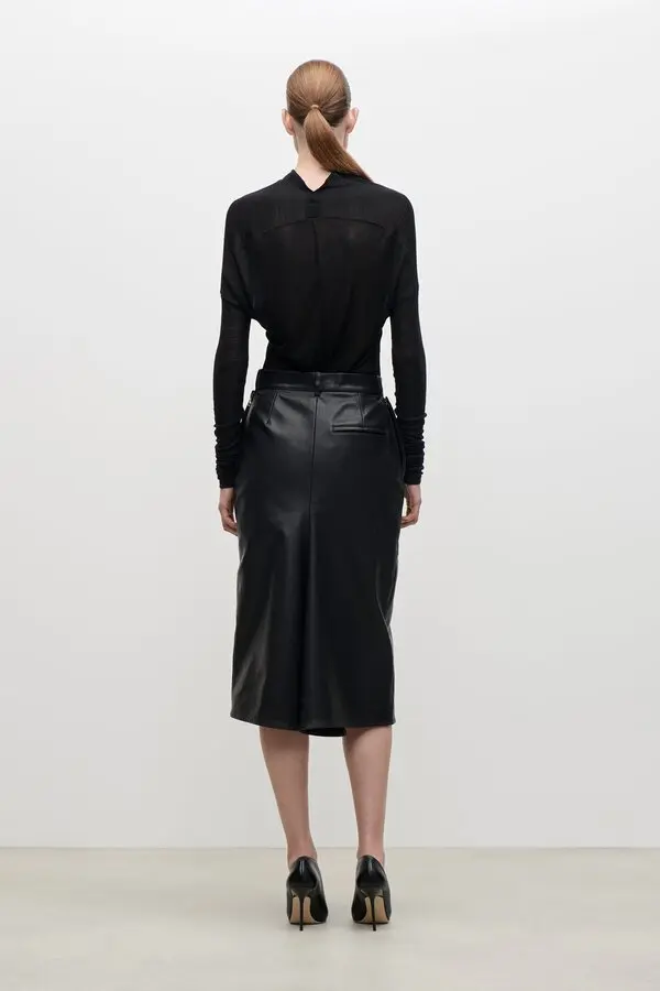 Victoria Beckham Kick Detail Leather Skirt