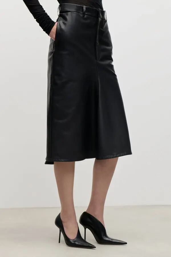 Victoria Beckham Kick Detail Leather Skirt