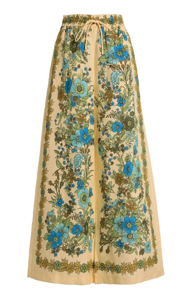 ALEMAIS Sophia Printed Linen Wide-leg Trousers - Multi