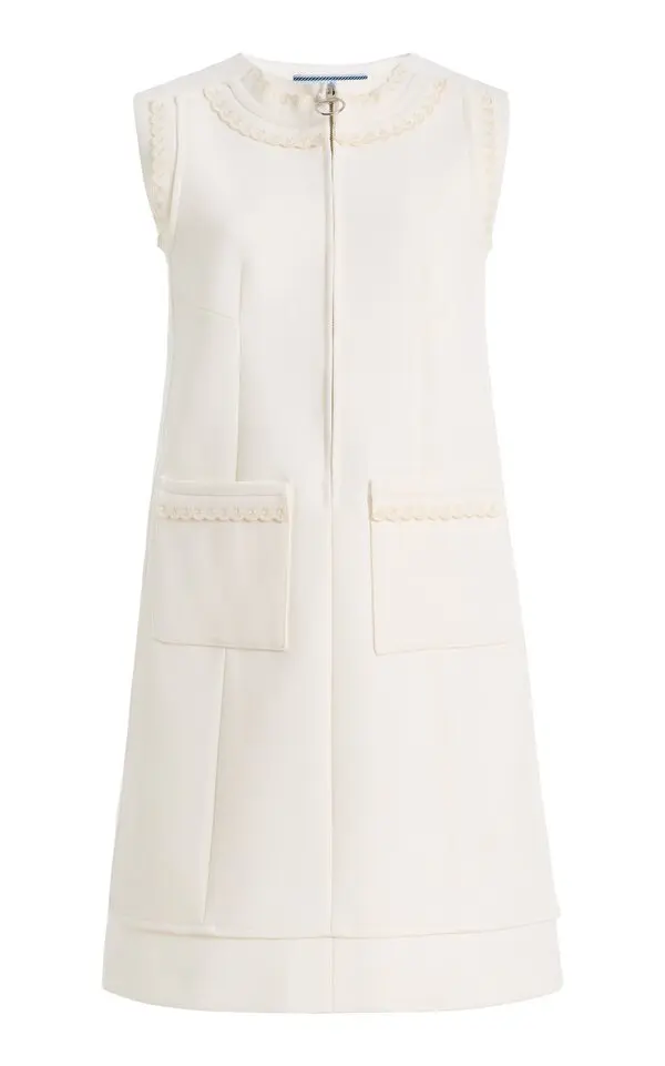 Prada Wool Mini Shift Dress With Utilitarian Details