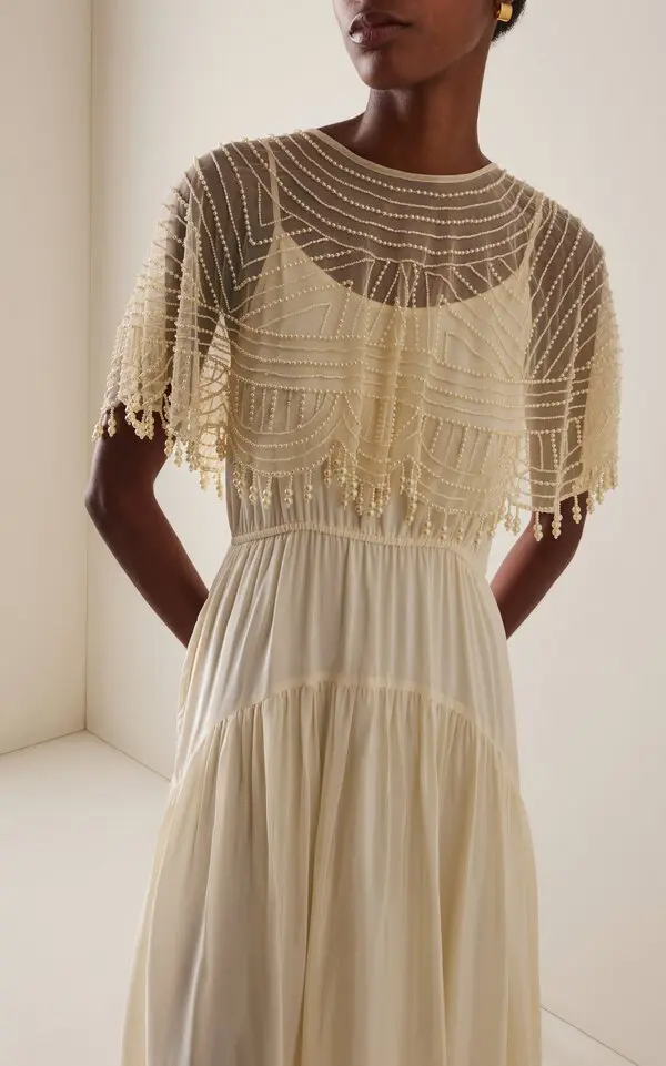 Sea Carlotta Embellished Midi Cape Dress