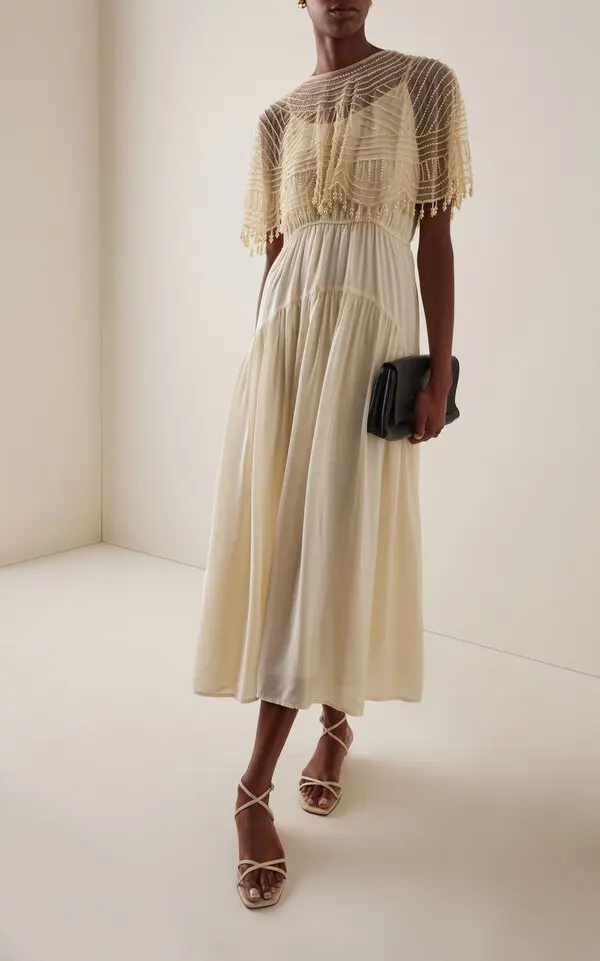 Sea Carlotta Embellished Midi Cape Dress