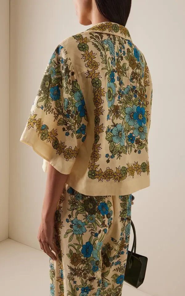 ALEMAIS Sophia Collared Linen Top