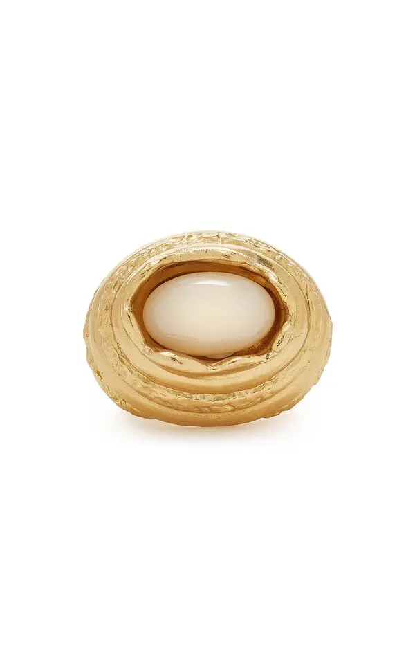 PAOLA SIGHINOLFI Amanda 18k Gold-plated Pewter Resin Ring - White
