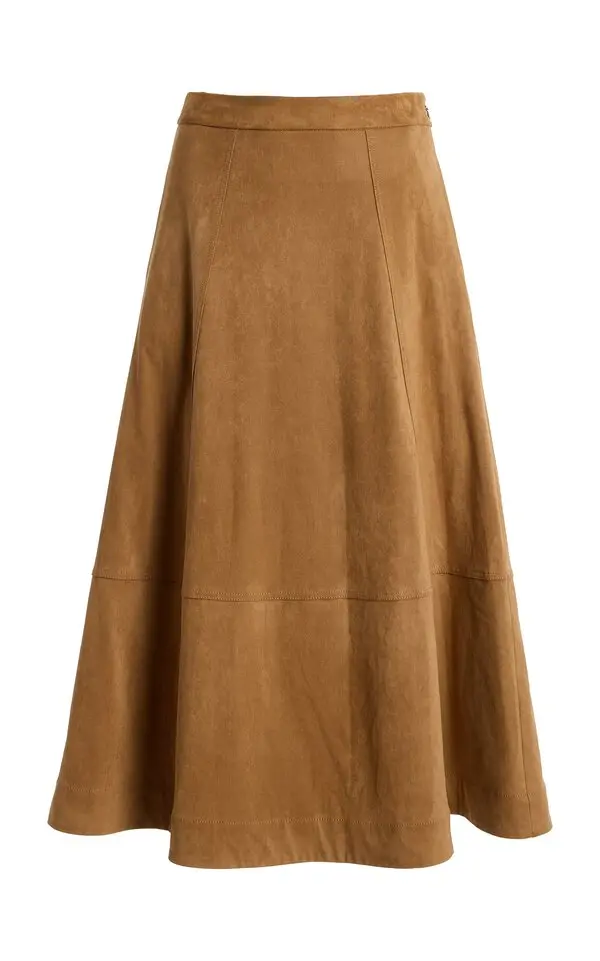 FAVORITE DAUGHTER The Aspen Faux Suede Midi Skirt - Brown