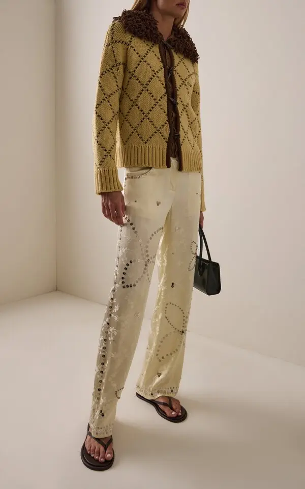 SIEDRES Brity Embellished Straight-leg Pants
