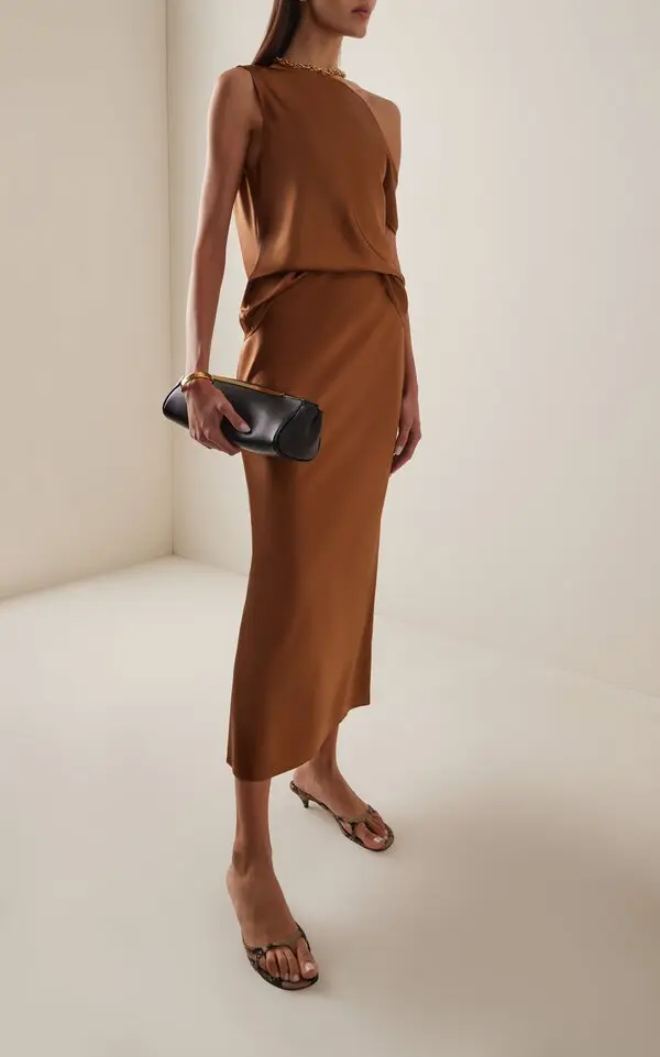 FAVORITE DAUGHTER Silk-blend Satin Midi Skirt