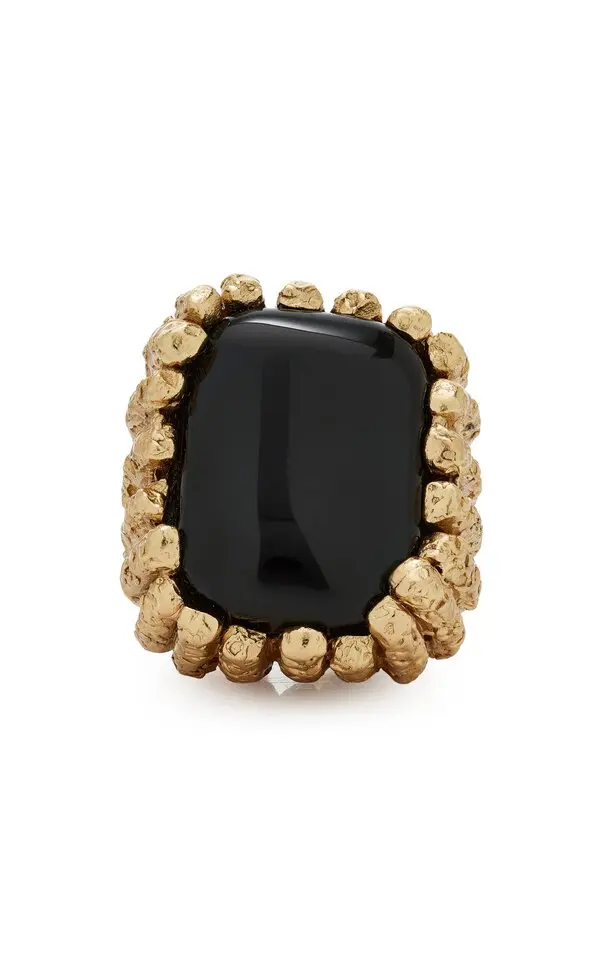 PAOLA SIGHINOLFI Bosco 18k Gold-plated Pewter Resin Ring - Black