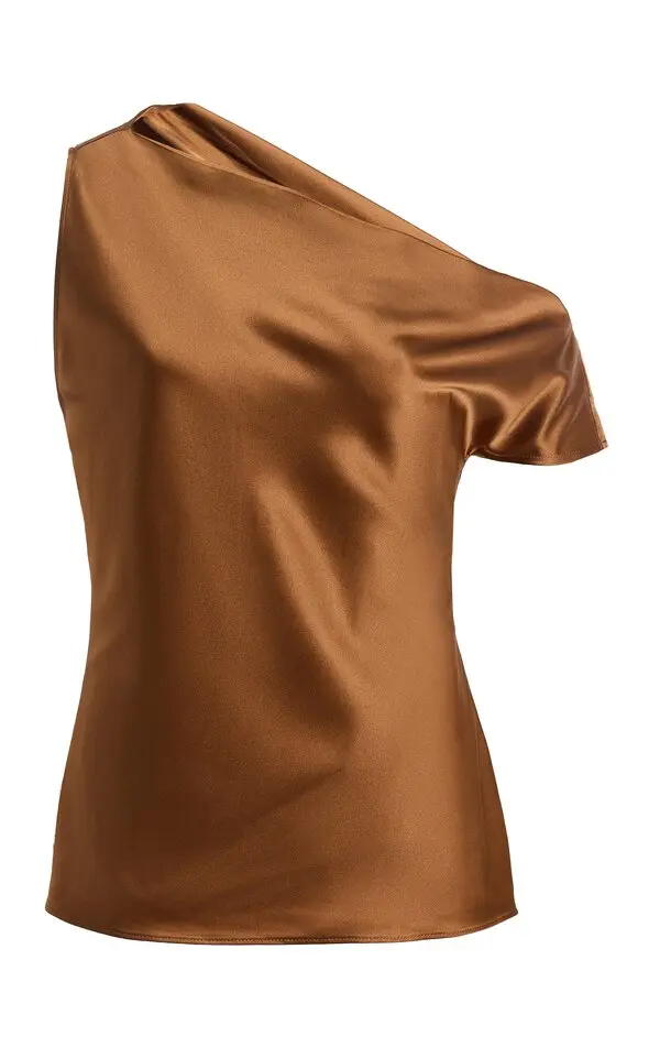 FAVORITE DAUGHTER Exclusive The Side Note Silk-blend Top - Brown