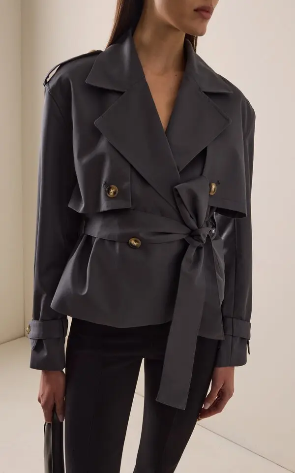 FAVORITE DAUGHTER Cropped Cotton-blend Trench Coat