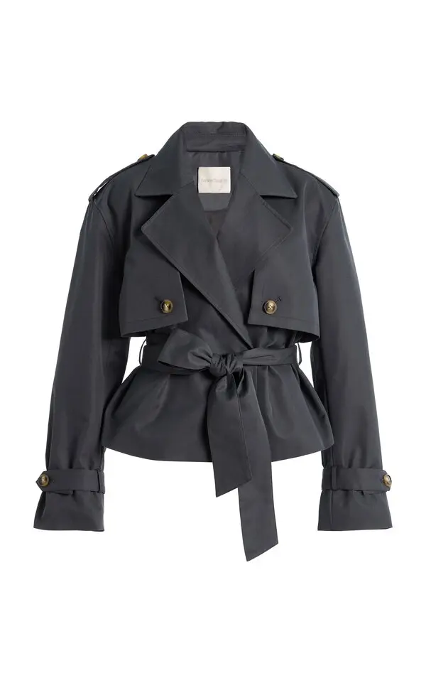 FAVORITE DAUGHTER Cropped Cotton-blend Trench Coat - Grey
