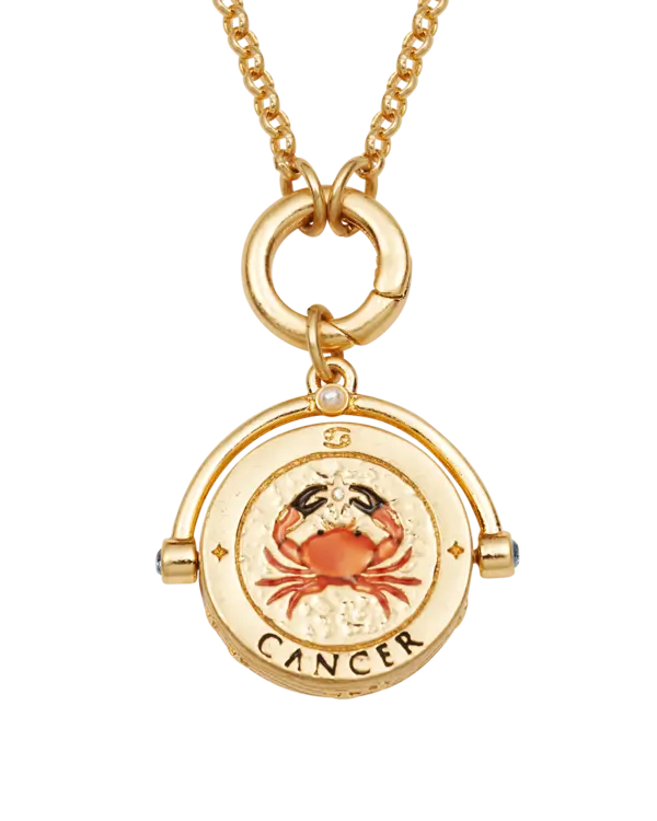 FABLE ENGLAND Cancer Zodiac Spinner Necklace - Gold