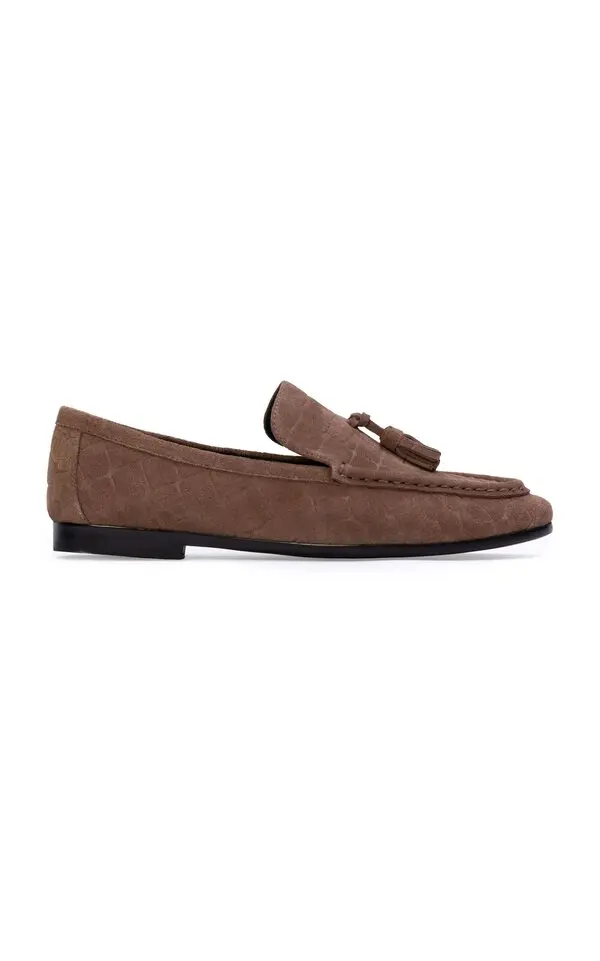 BLACK SUEDE STUDIO Finn Croc-suede Loafers