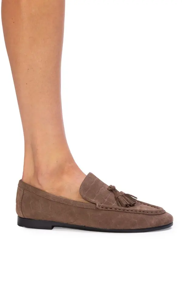 BLACK SUEDE STUDIO Finn Croc-suede Loafers