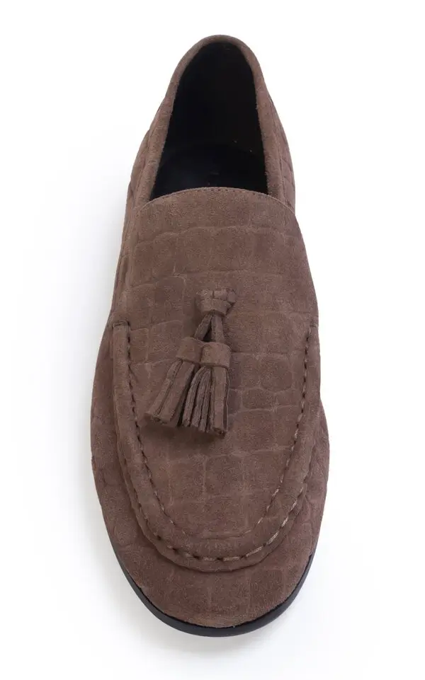 BLACK SUEDE STUDIO Finn Croc-suede Loafers