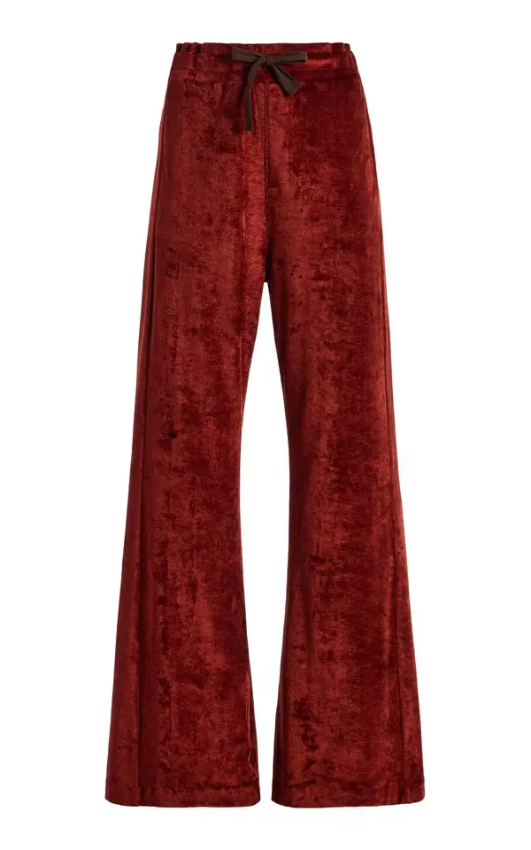 SANDERLAK Velvet Flare Trousers - Red