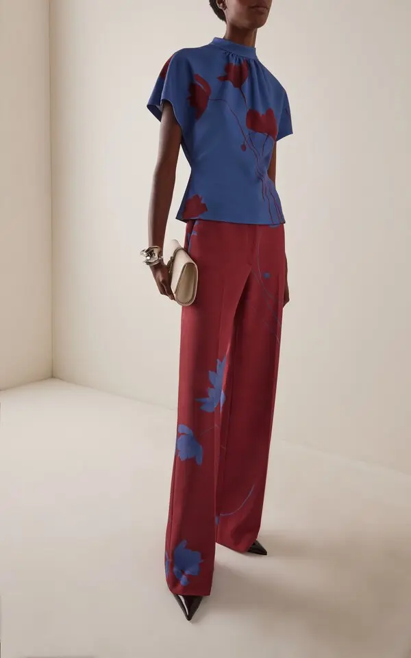 Lela Rose Exclusive Molly Printed Crepe Pants