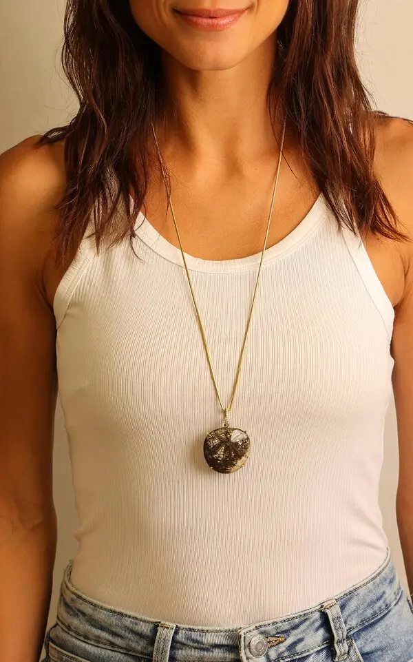 Sheryl Lowe 14k Yellow Sand Dollar And Diamond Pendant Necklace