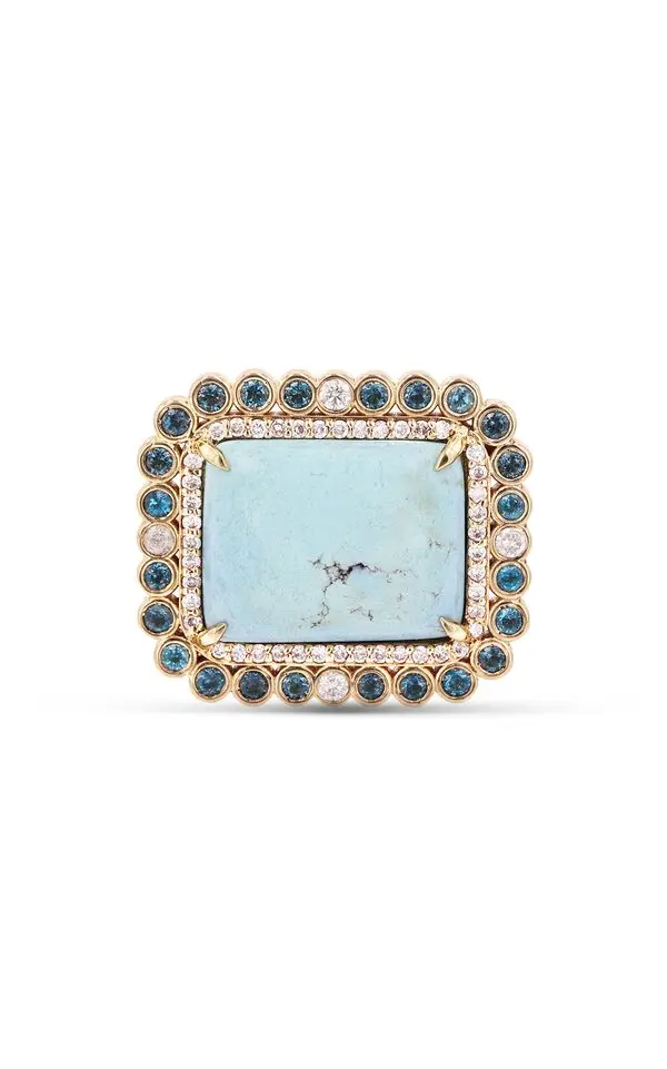 Sheryl Lowe 14k Yellow Lavender Turquoise And Diamond Ring