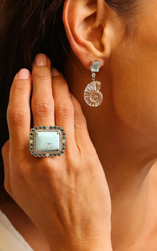 Sheryl Lowe 14k Yellow Lavender Turquoise And Diamond Ring