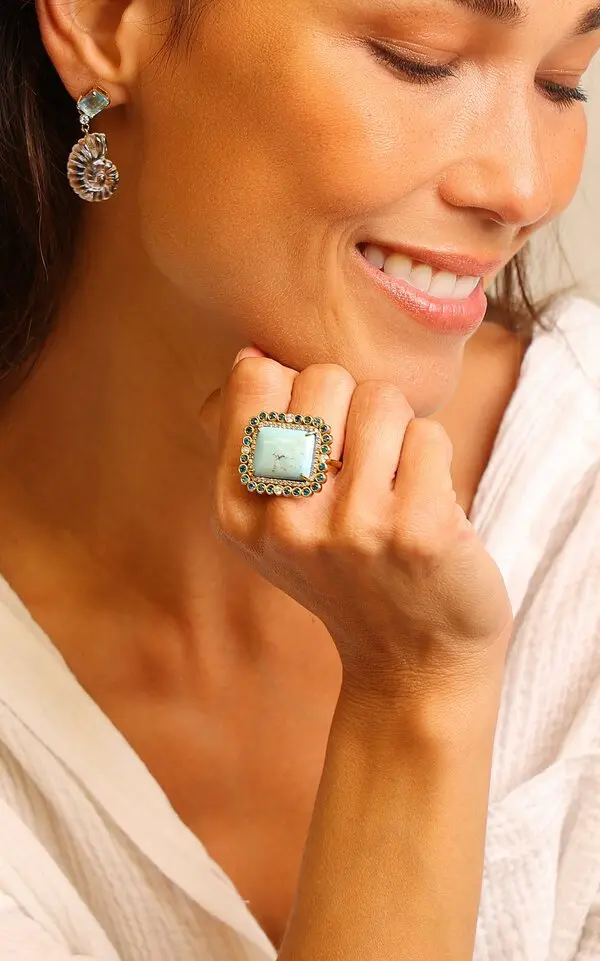 Sheryl Lowe 14k Yellow Lavender Turquoise And Diamond Ring