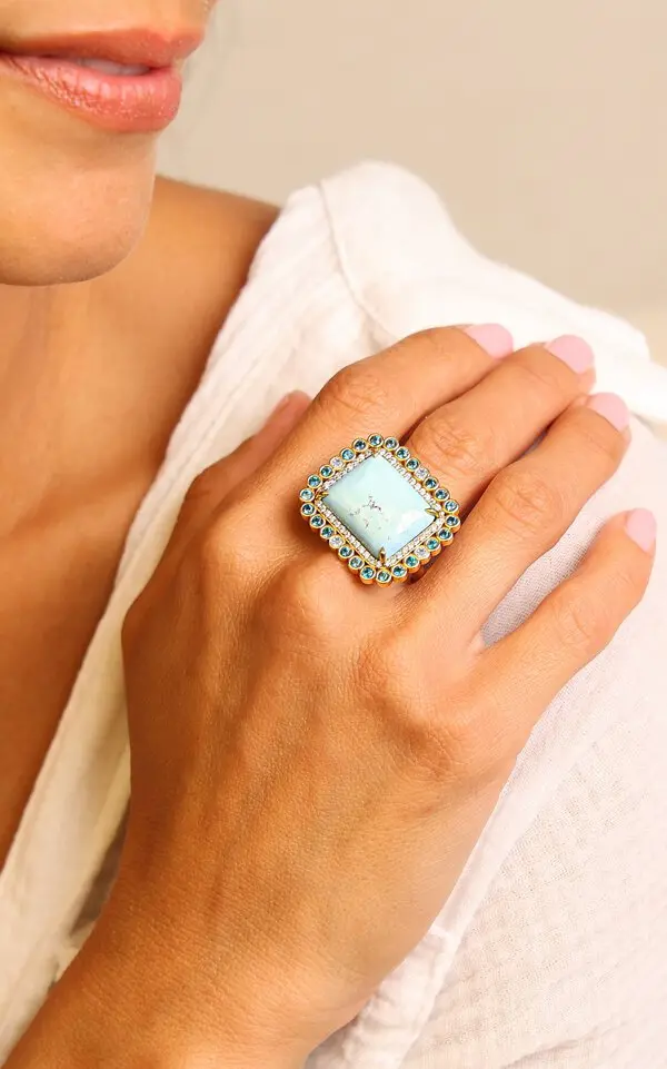 Sheryl Lowe 14k Yellow Lavender Turquoise And Diamond Ring