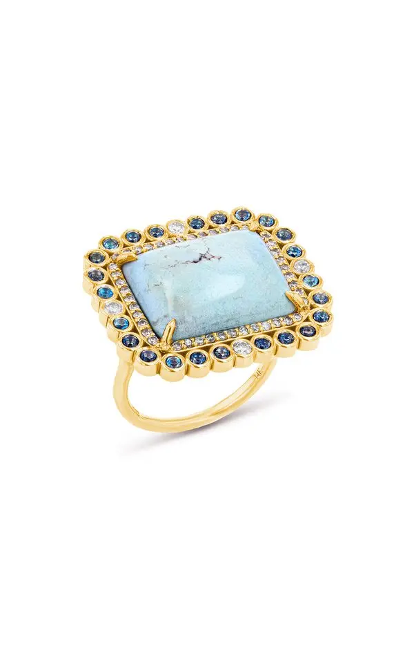 Sheryl Lowe 14k Yellow Lavender Turquoise And Diamond Ring
