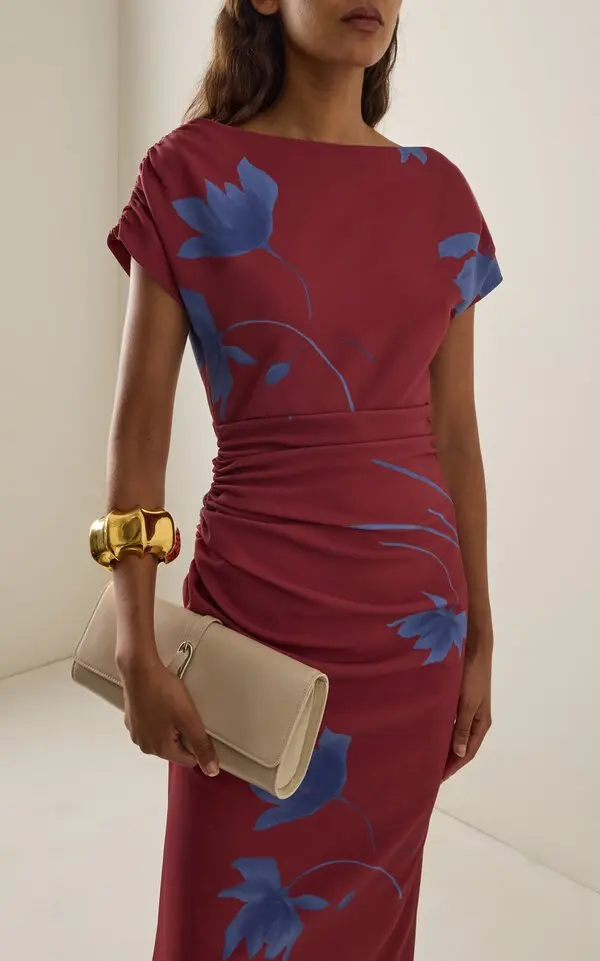 Lela Rose Heather Printed Crepe Column Dress