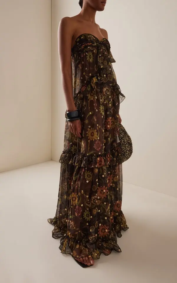 SIEDRES Josiane Strapless Chiffon Maxi Dress