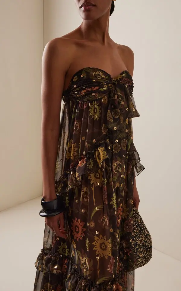 SIEDRES Josiane Strapless Chiffon Maxi Dress