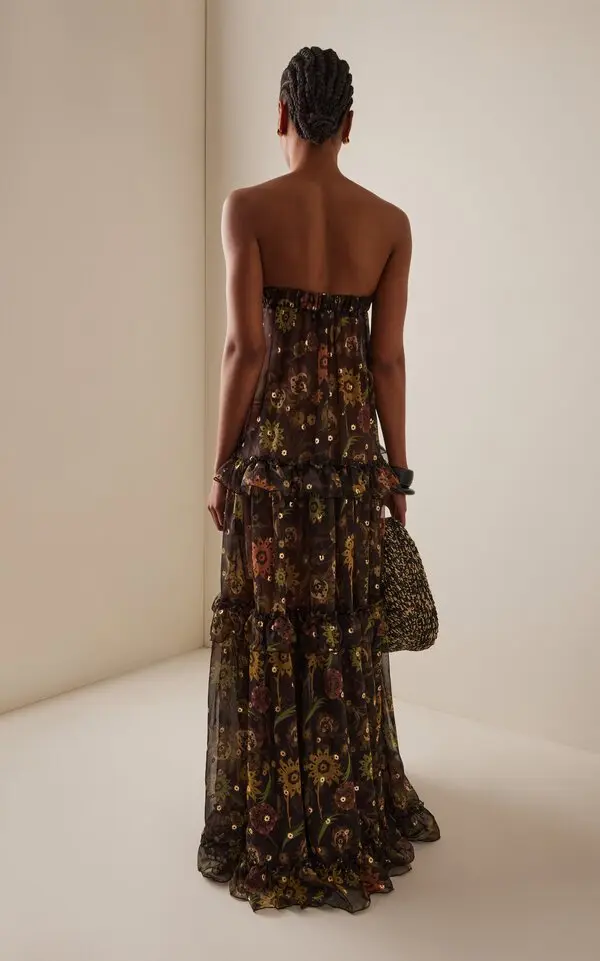SIEDRES Josiane Strapless Chiffon Maxi Dress