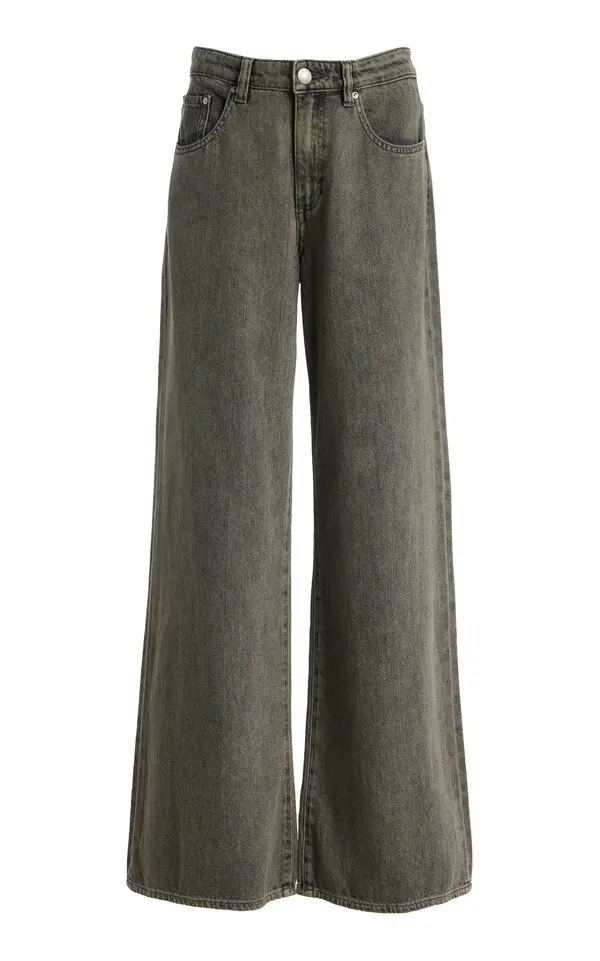 DL1961 Dl Aura Alex Baggy Wide Leg Low Rise Jeans - Green