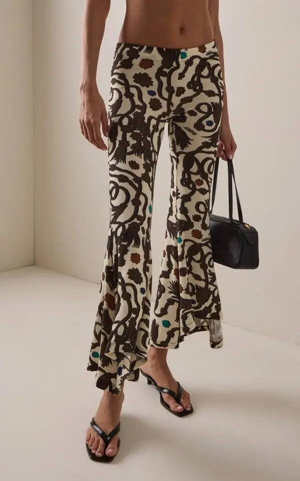 SIEDRES Jeslynn Abstract Print Ruffled Flare Pants