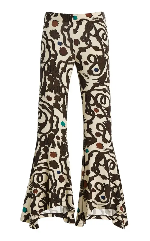 SIEDRES Jeslynn Abstract Print Ruffled Flare Pants