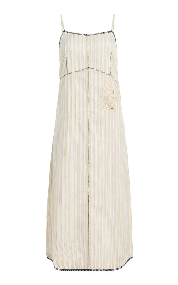Prada Striped Jersey Midi Dress - Neutral