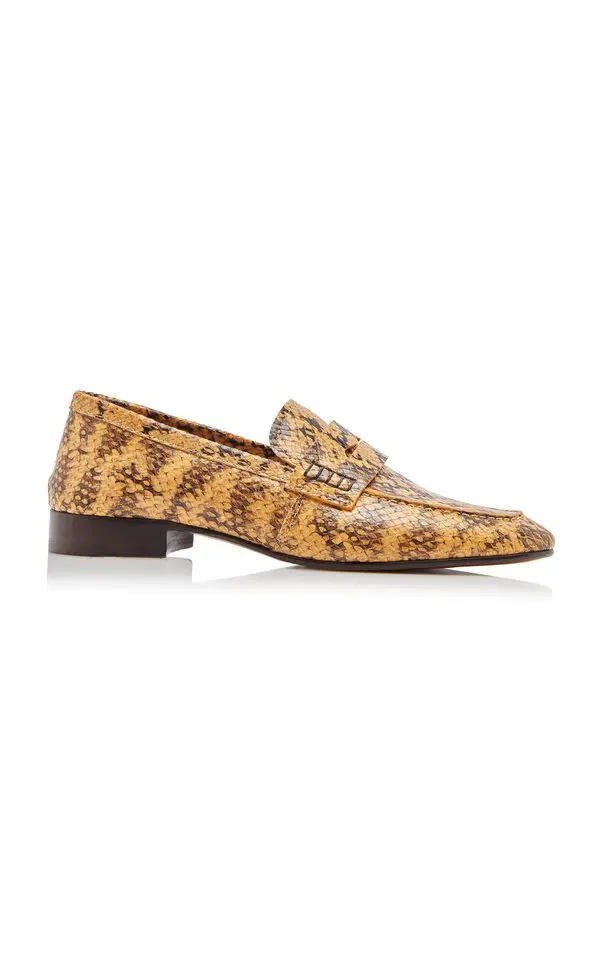 Dries Van Noten Snakeskin-effect Leather Loafers - Yellow